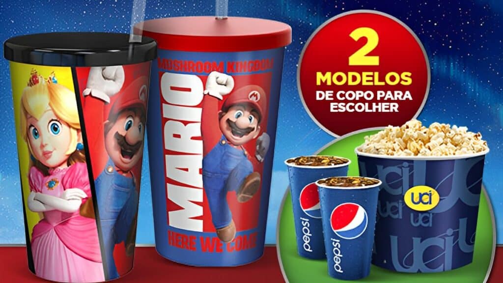 UCI traz copos personalizados com personagens do filme Super Mario Bros ...