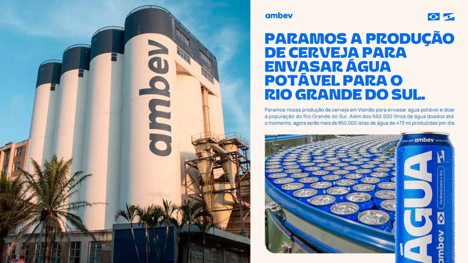 Ambev suspende produção de cervejas para envasar água para o RS - GKPB ...