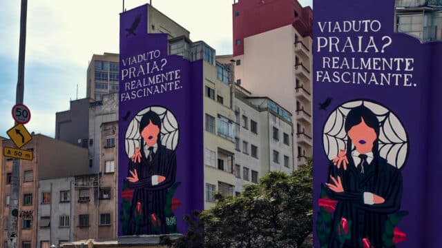 Wandinha estampa prédio de SP em ação da Netflix - GKPB - Geek Publicitário